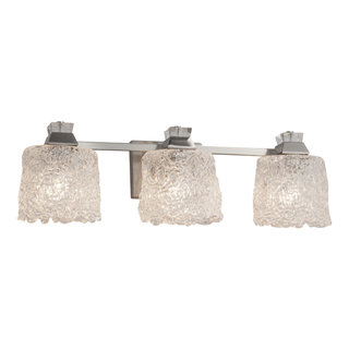 Ardent 3-Light Bath Bar, Brushed Nickel & Lace Venetian Glass ...