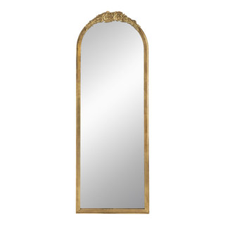 Benzara BM285555 Tall Arched Floor Mirror, Antique Floral Design, Gold ...
