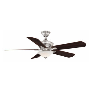 Camhaven v2, 52" Ceiling Fan - Brushed Nickel With Glass Bowl Light ...