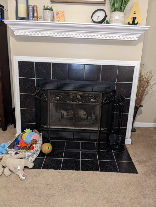 Black tile fireplace