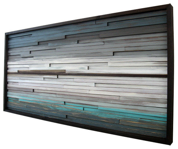 Wood Wall Art Abstract Landscape Painting - Contemporary - Wall Accents ...