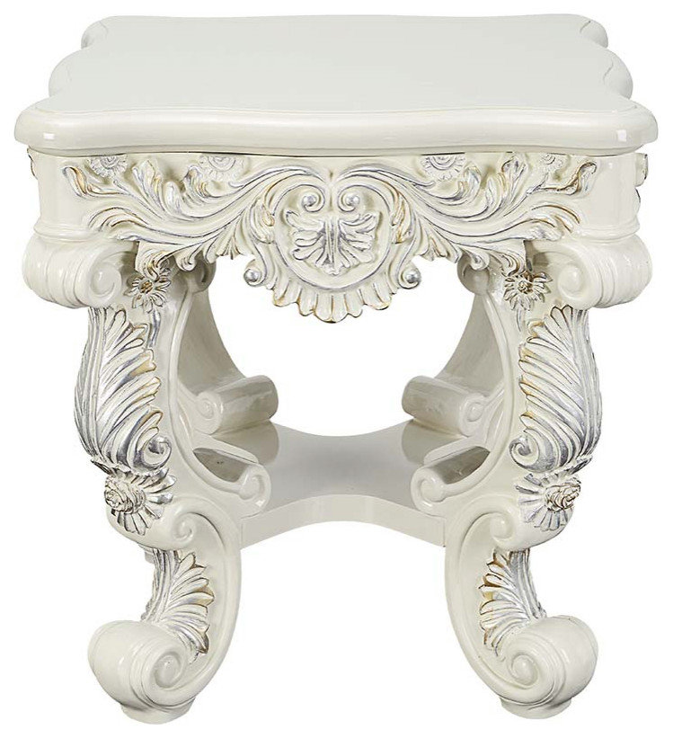 Acme Adara End Table Antique White Finish - Victorian - Side Tables And ...
