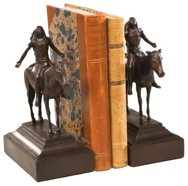 Hand-Cast Indian Bookends, Chocolate - Southwestern - Bookends - by ...