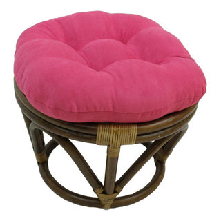 18-inch Round Solid Micro Suede Tufted Footstool Cushion - Contemporary ...