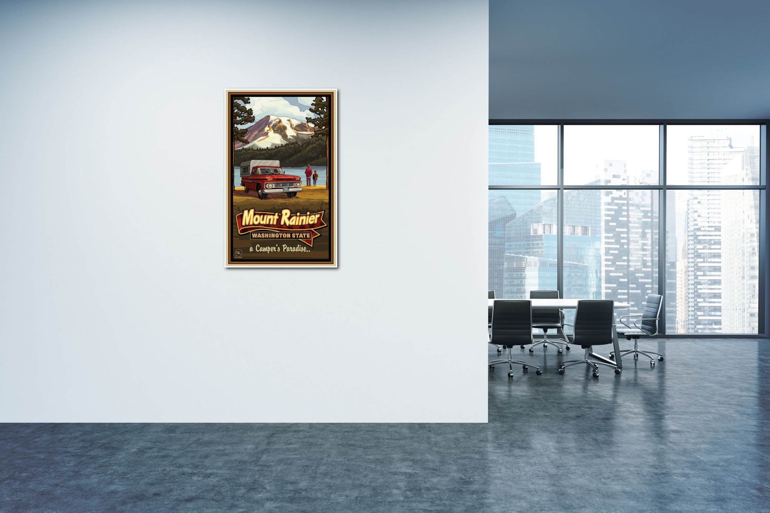 by Artist Paul A. Lanquist Mount Rainer Camper Art Print, 24"x36 ...