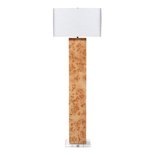 Contemporary Burled Wood Rectangle Floor Lamp 63 in Burlwood Modern ...