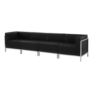Black Leather Lounge Set, 4 PC - Contemporary - Sectional Sofas - by ...