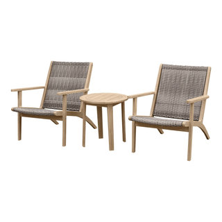 Imani 3 Piece Acacia Outdoor Patio Seating Set - Tropical - Outdoor ...