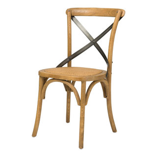 Natural Rustic Cross Back Chair With Rattan Seat - Tropical - Dining ...