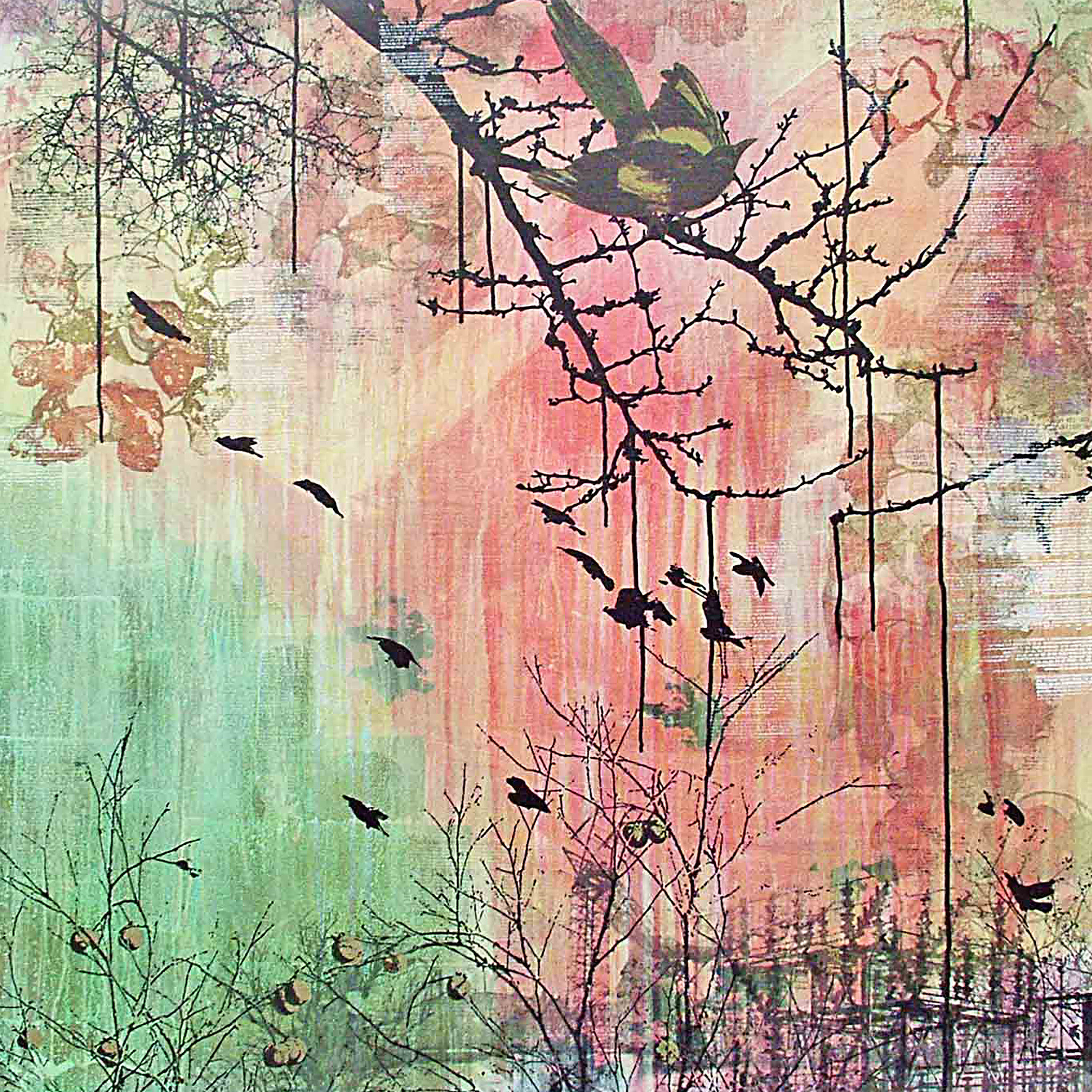 "Magpie and Persim" Print on Canvas by Tracy Silva Barbosa, 18"x18 ...