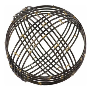 Metal Spherical Orb Decor with 10 Circles, Rustic Silver - Contemporary ...