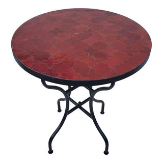 27" All Red Moroccan Mosaic Table - Mediterranean - Side Tables And End ...