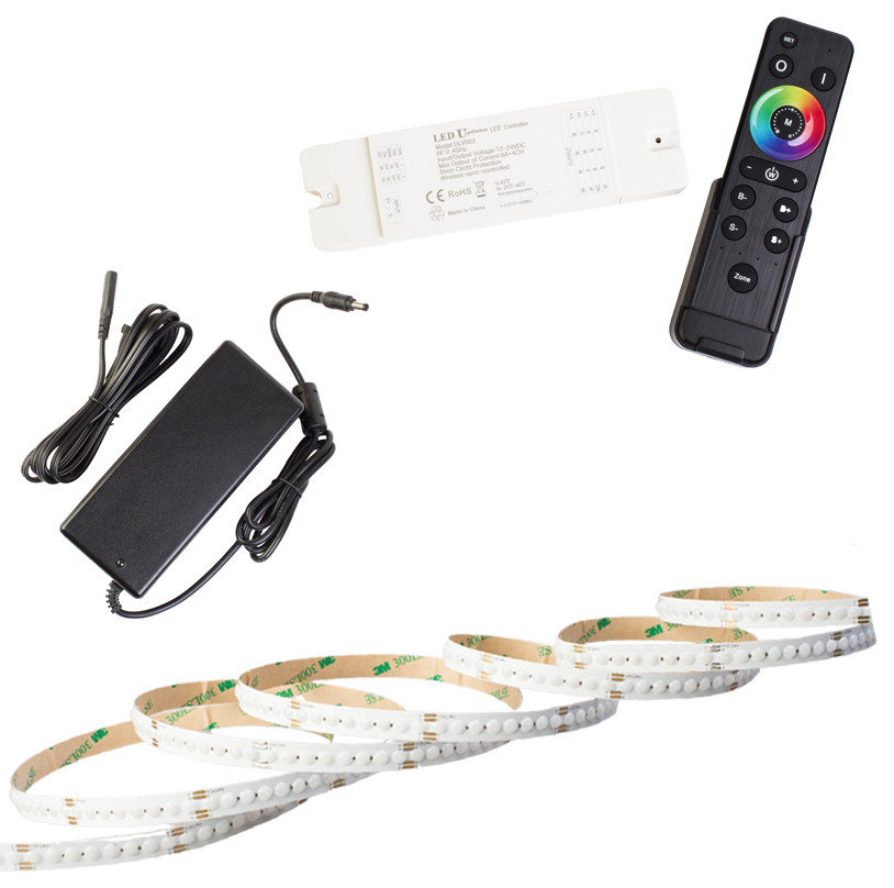 24V Super Bright Rgb Dot Cob Color Change LED Strip With Controller and ...