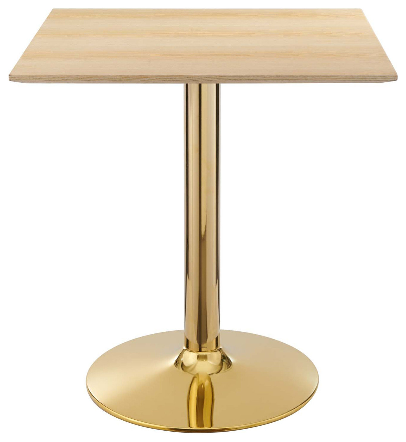 28" Dining Table, Square, Natural Gold, Metal, Modern, Mid Century ...