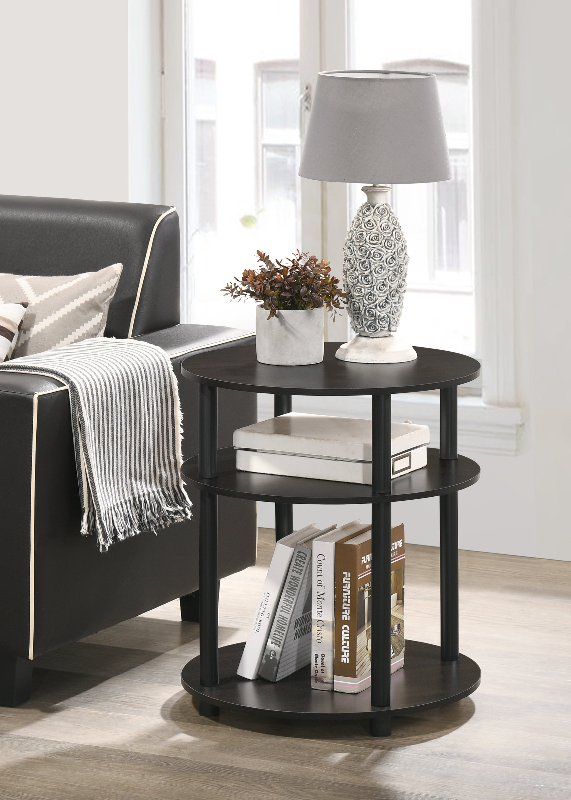 Cessna 3 Tier Round Bedside Table - Transitional - Nightstands And ...