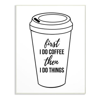 First Coffee Then Things Black & White Typography Framed Giclee Art, 10 ...