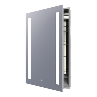 Ascension Mirrored Cabinet, Right Door Swing, LED, Clear, Matte Silver ...