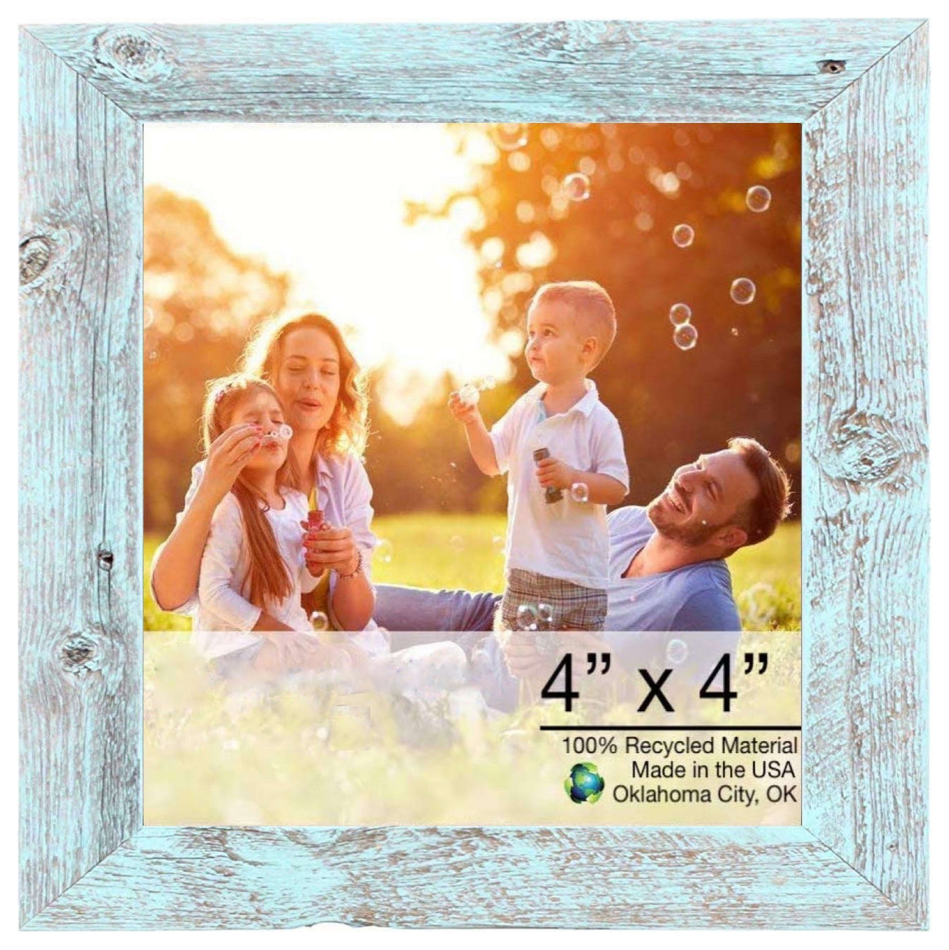 4 X 4 Rustic Farmhouse Light Aqua Blue Wood Frame - Farmhouse - Picture ...