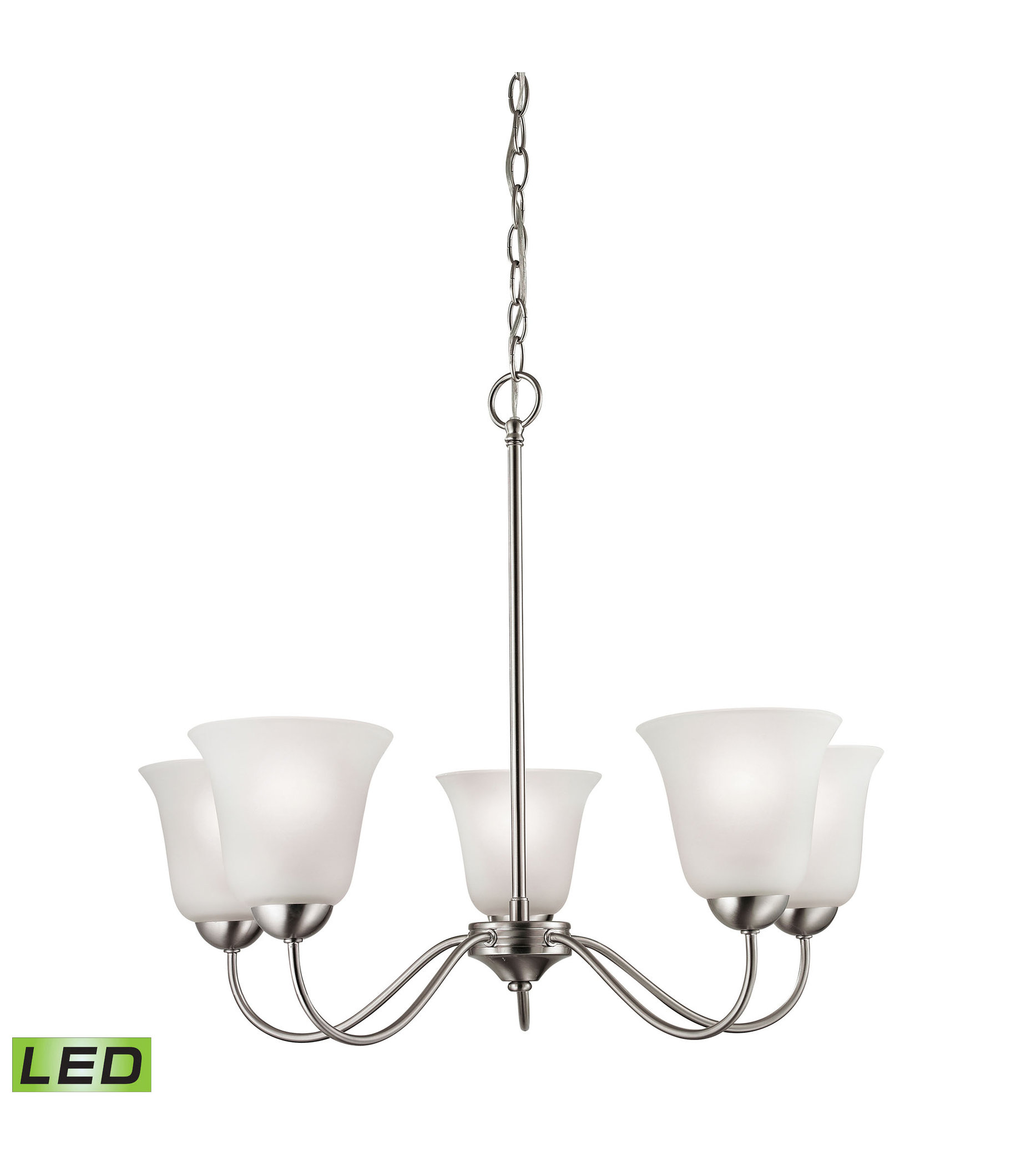 Conway 5-Light Chandelier, Brushed Nickel With White Glass, LED ...