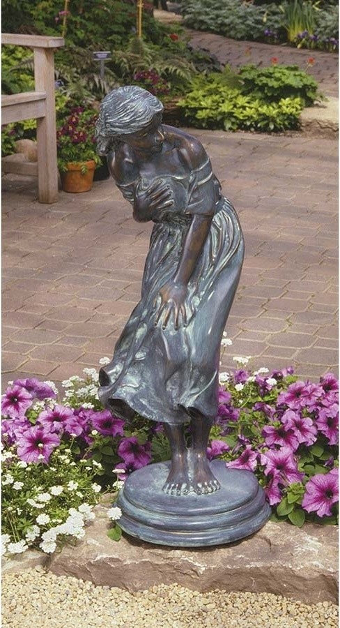 Windblown Bronze Statue - Contemporary - Garden Statues And Yard Art ...