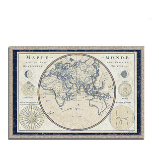 "Plan De Meridien Blue Border" By Sue Schlabach, Giclee Print On Canvas ...