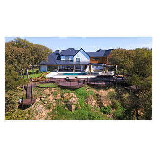 Waterfront deck with pool featuring Rustic Walnut composite decking ...