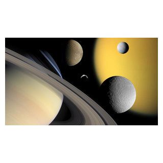 Collage of Saturn and It's Moons Print, 16" x 24" - Contemporary ...