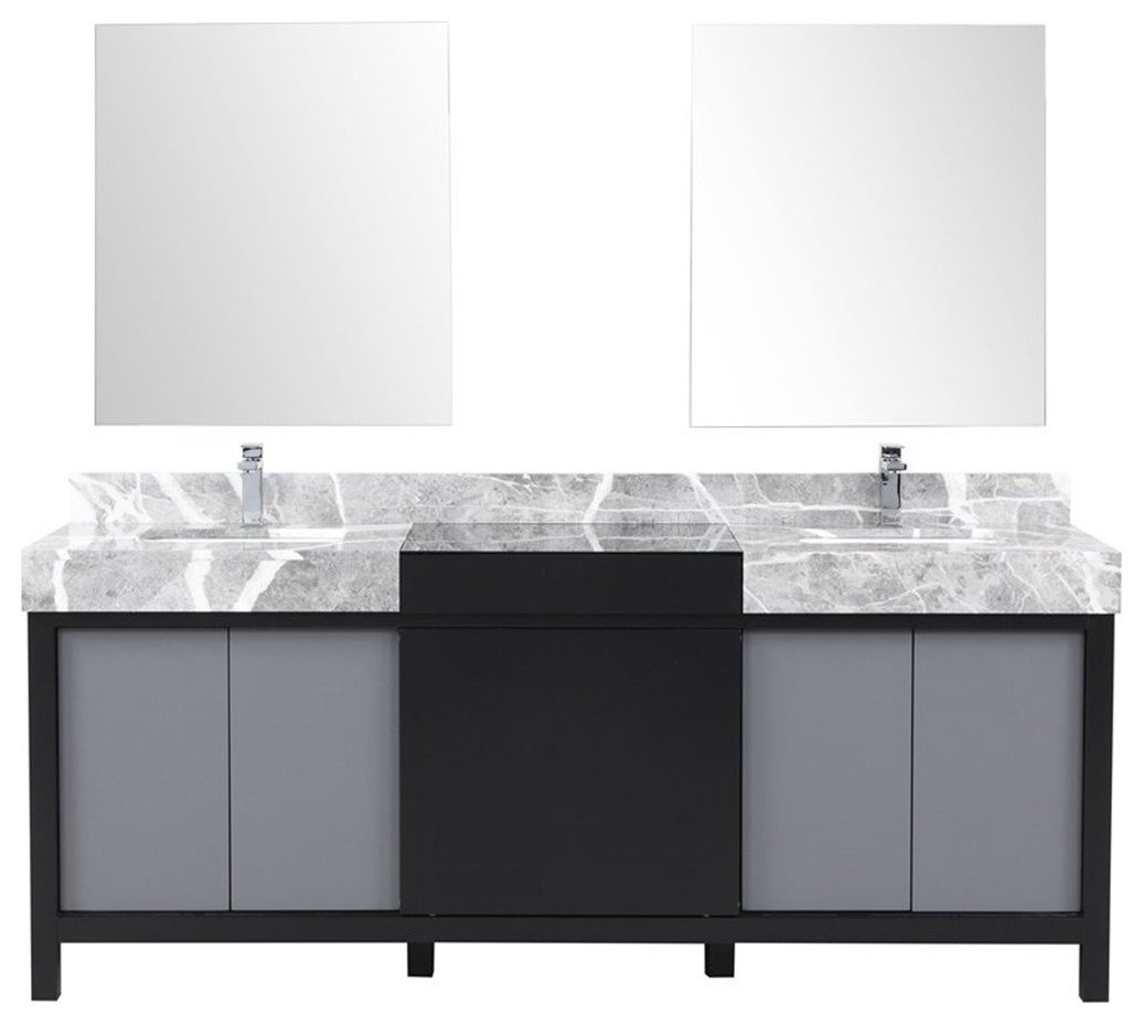 Lexora Home Zilara 36" Single Marble Top Bathroom Vanity with Mirror ...