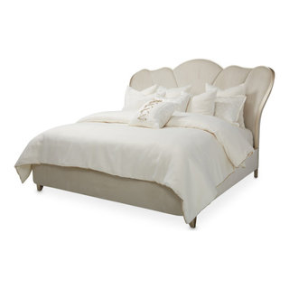 Aico Amini Villa Cherie Cal King Channel-Tufted Upholstered Bed in ...