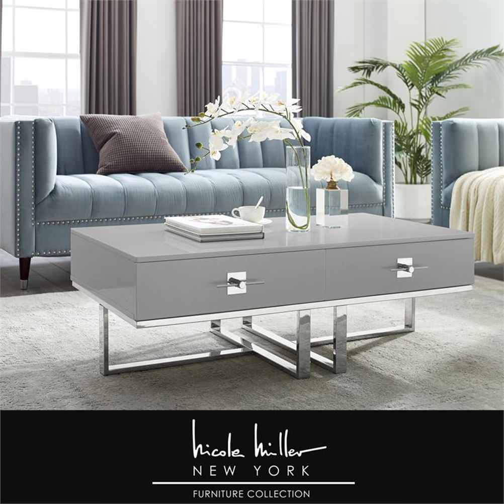 Posh Living Mano 2-Drawers Stainless Steel Base Coffee Table - Black ...
