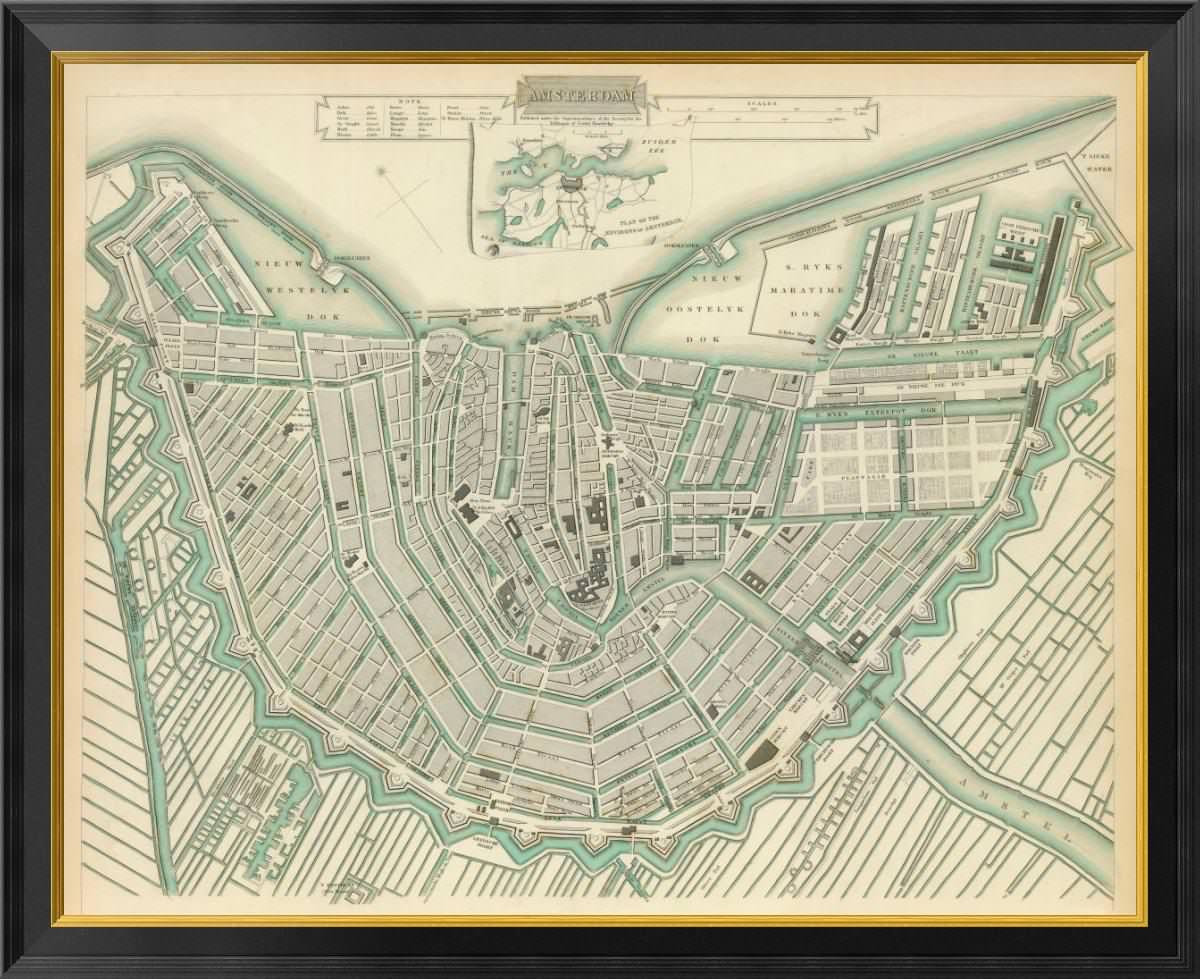 Amsterdam, Netherlands, 1835, 20"x1.5"x17", 40"x1.5"x33" - Traditional - Prints And Posters - by ...