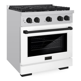 ZLINE 30" Gas Range, Stainless With White Matte and Matte Black SGRZ-WM ...
