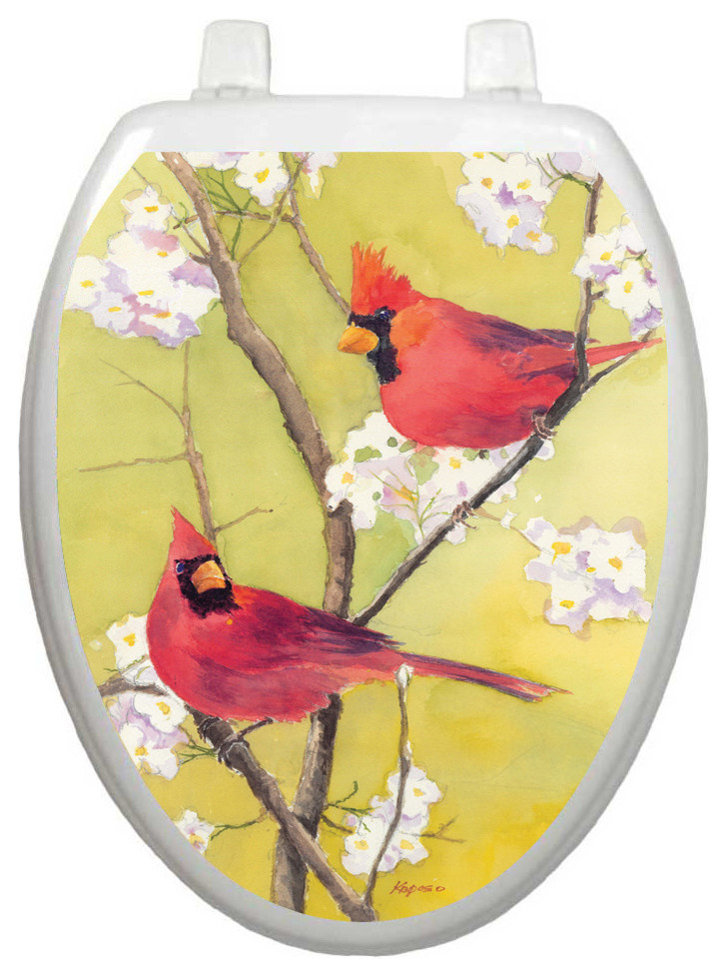 Cardinals Toilet Tattoos Seat Cover, Vinyl Lid Decal, Bathroom Lid ...