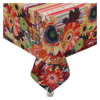 Harvest Snippets Table Cloth, 70" X 144" - Contemporary - Tablecloths ...