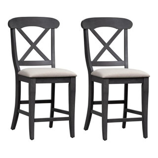 Uph X Back Counter Chair (RTA)-Set of 2 Traditional Grey - Traditional ...