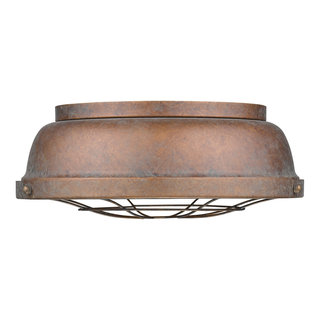 Bartlett Flush Mount, Copper Patina - Industrial - Flush-mount Ceiling ...