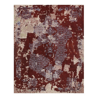 Red Modern Rug Silk And Wool 8'x10' - Contemporary - Area Rugs - by ...