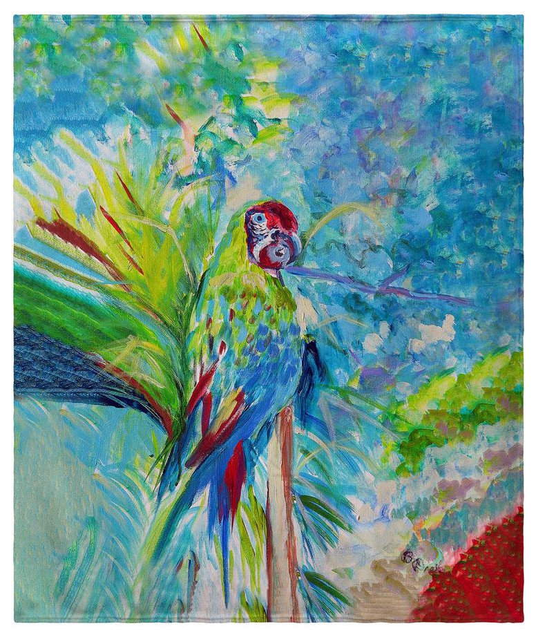Green Parrot II Throw - Contemporary - Blankets - by Bison Commerce | Houzz