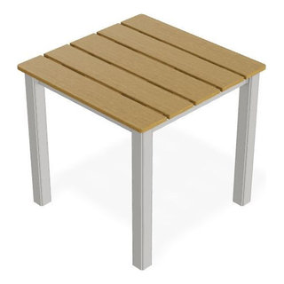21" Square Rustic Aluminum Outdoor End Table - Transitional - Outdoor ...