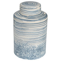 Tall Stoneware Striped Ginger Jar With Reactive Glaze, Blue and White ...
