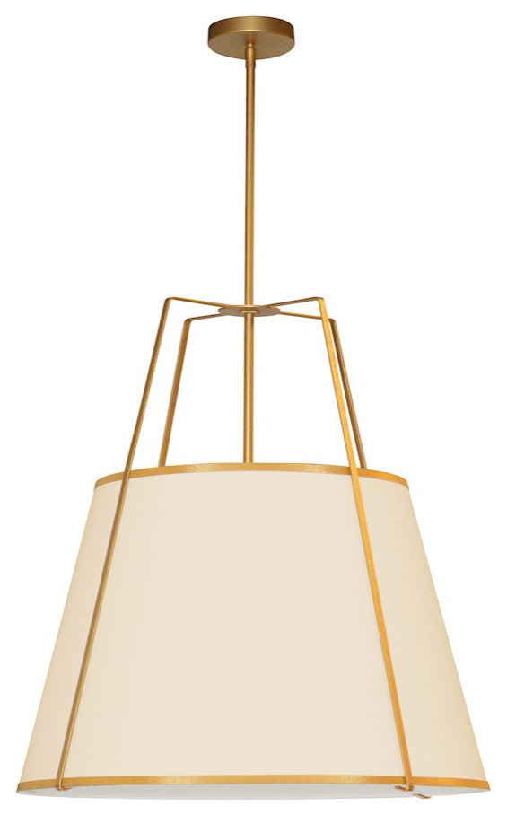 Dainolite Trapezoid 3 Light 24" Pendant, Cream/Gold - Transitional ...