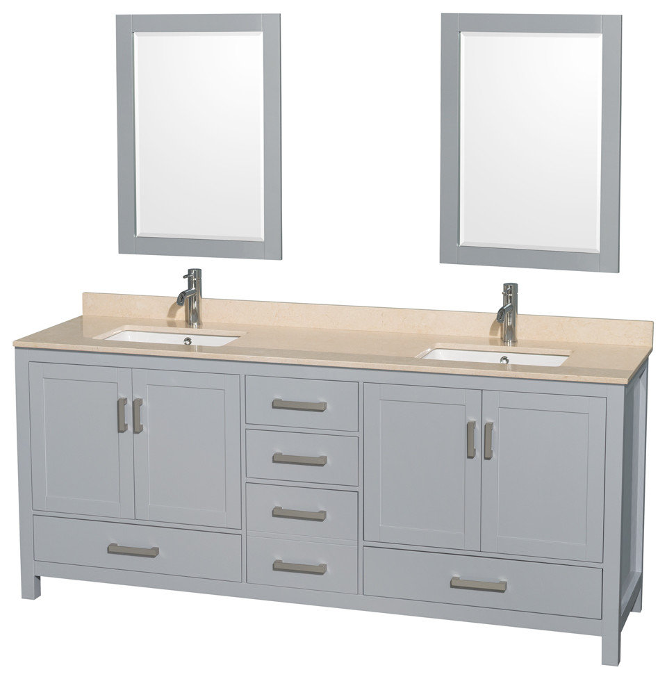 Wyndham WCS141480DGYIVUNSM24 80 inch Vanity in Gray with Ivory Marble ...