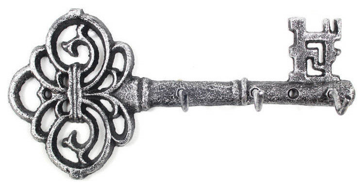 Rustic Silver Cast Iron Vintage Key Wall Mounted Key Hooks 11 ...