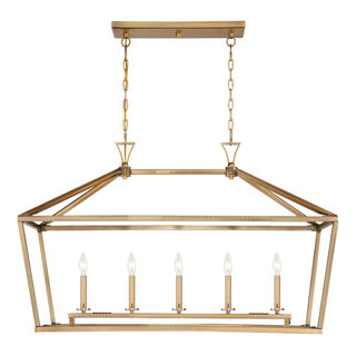 Townsend 5-Light Linear Chandelier, Warm Brass - Transitional - Kitchen ...