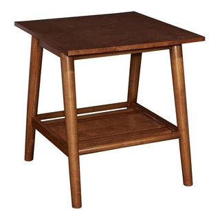 Linon Samantha Wood Accent End Table in Brown - Midcentury - Side ...