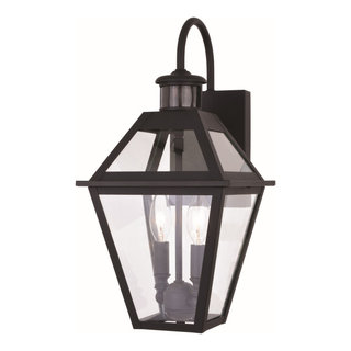 Nottingham Two Light Outdoor Motion Sensor Wall Light in Textured Black ...