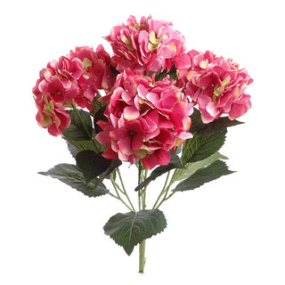 Hydrangea Silk Flowers Plant, Fuchsia, Indoor Home Decoration ...