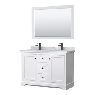 Avery 48" Double Vanity, White, Top, Square Matte Black Trim, 46 ...
