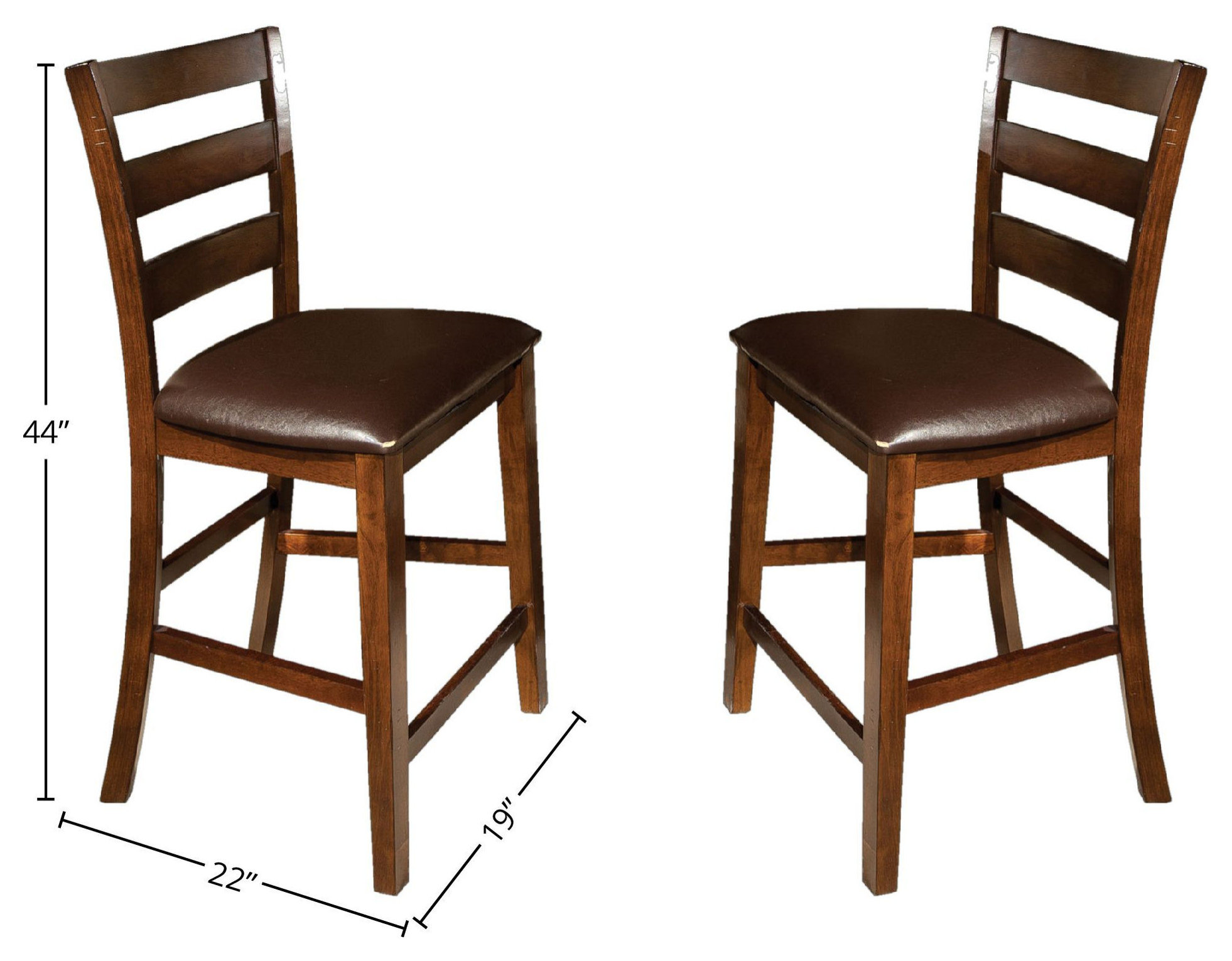 Kona Ladder Back Counter Stool, Raisin, Set of 2 - Transitional - Bar ...