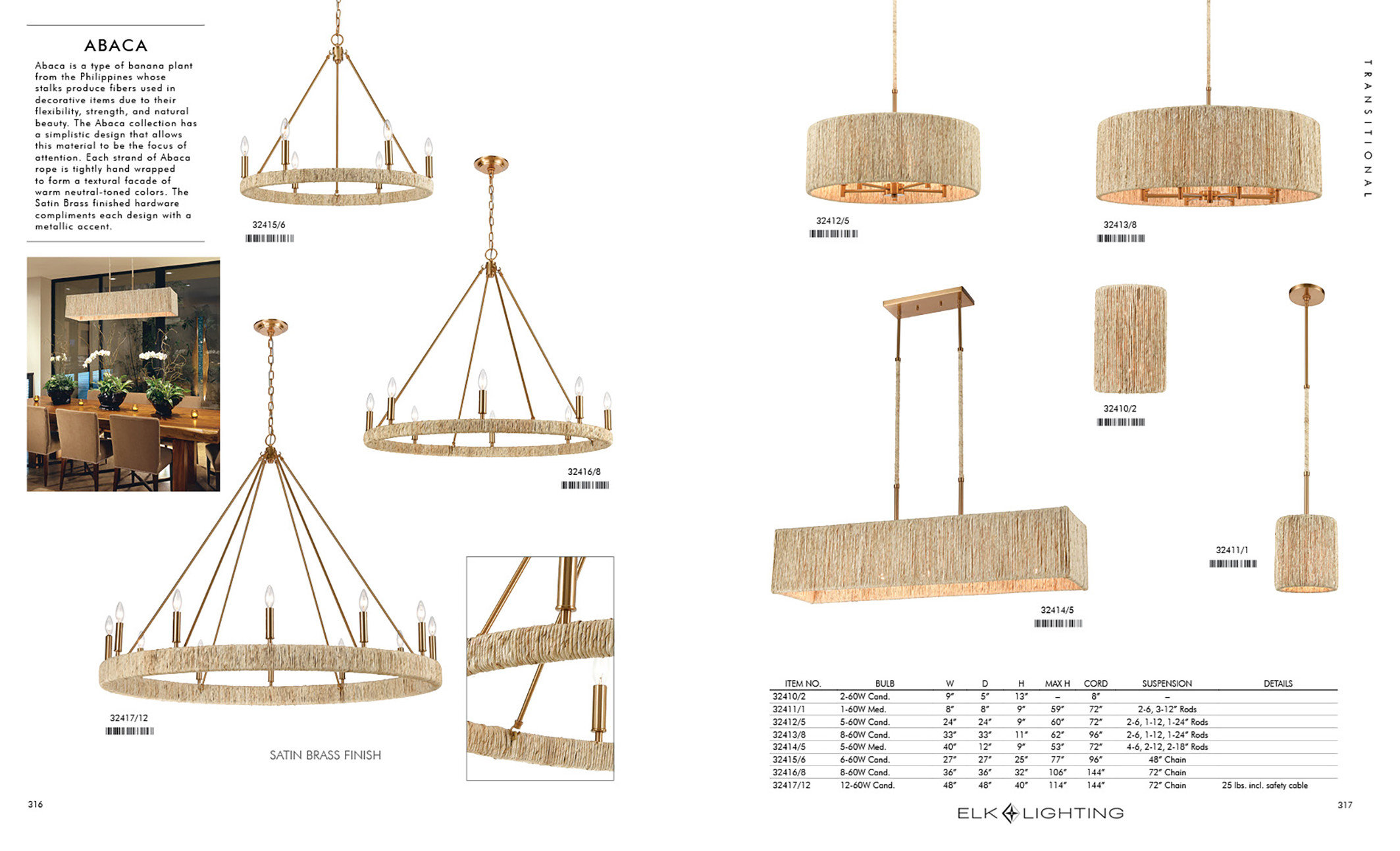 Abaca 8-Light Chandelier, Satin Brass With Abaca Rope - Beach Style ...